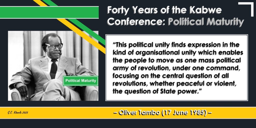 Forty Years of the Kabwe Conference: Political Maturity – CASTRO KHWELA